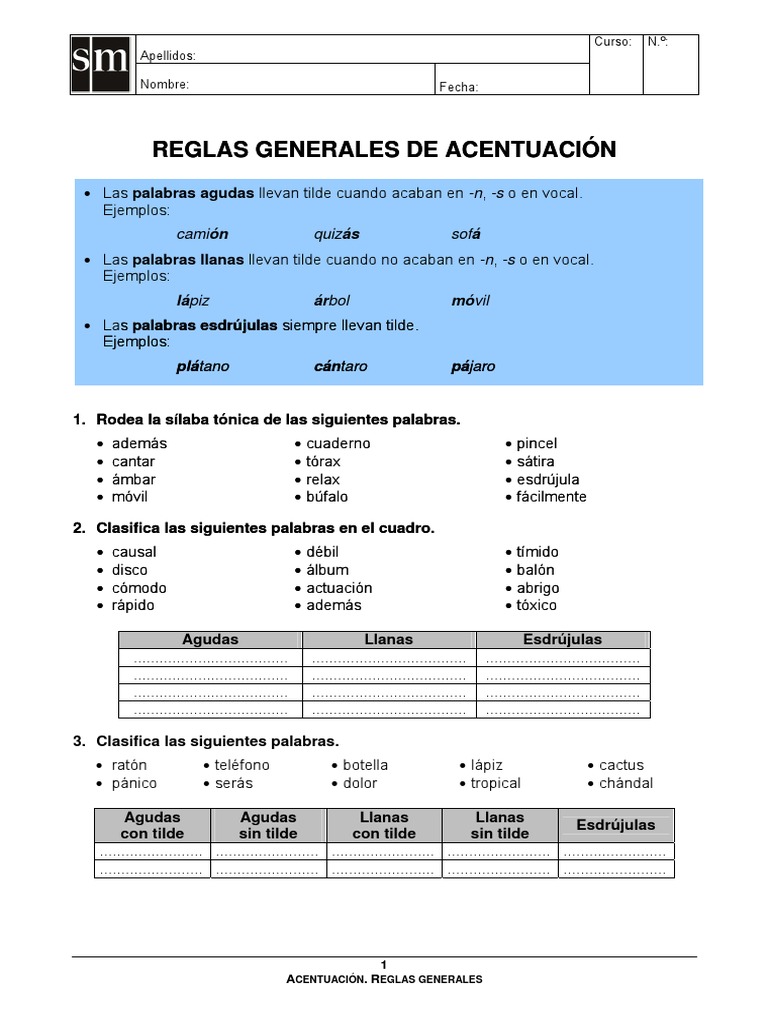 Reglas de Acentuación 6° Primaria | PDF