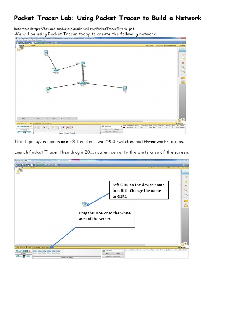 Packet Tracer Lab: Using Packet Tracer To Build A Network: One Three ...