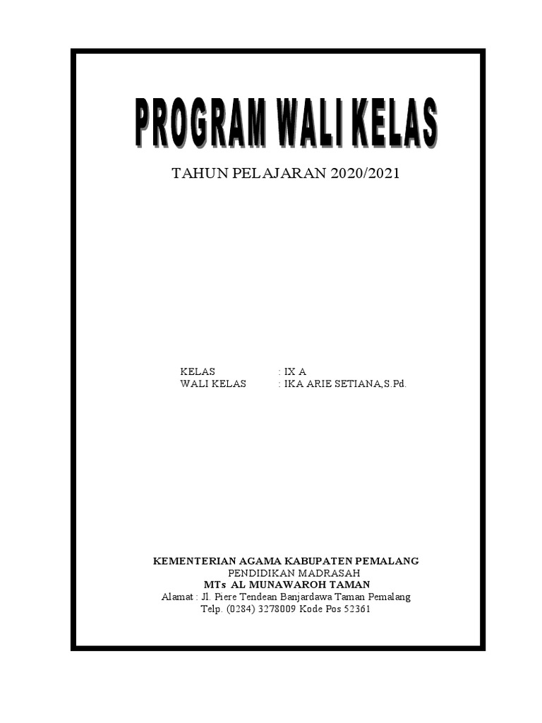 Programa Kerja Wali Kelas 9c 2022 | PDF | Karier & Perkembangan | Perjalanan