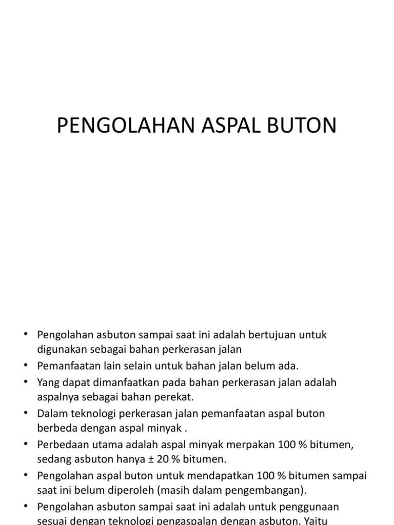 Proses Pengolahan Aspal Buton | PDF