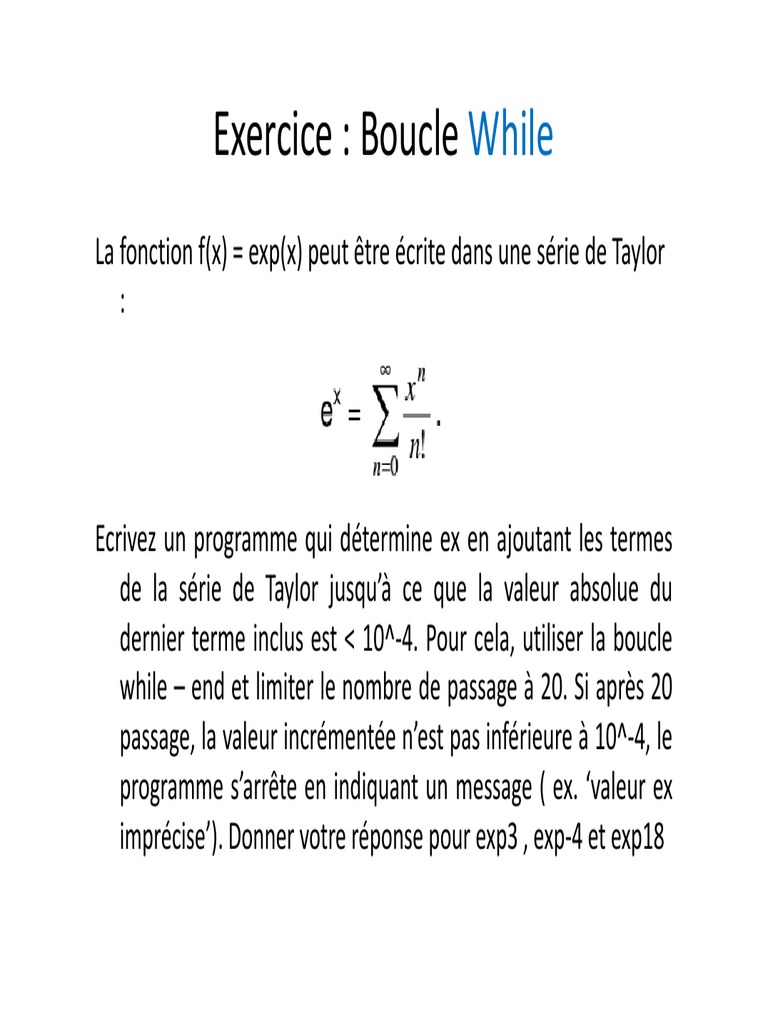 Exo WHILE Avec Corr | PDF