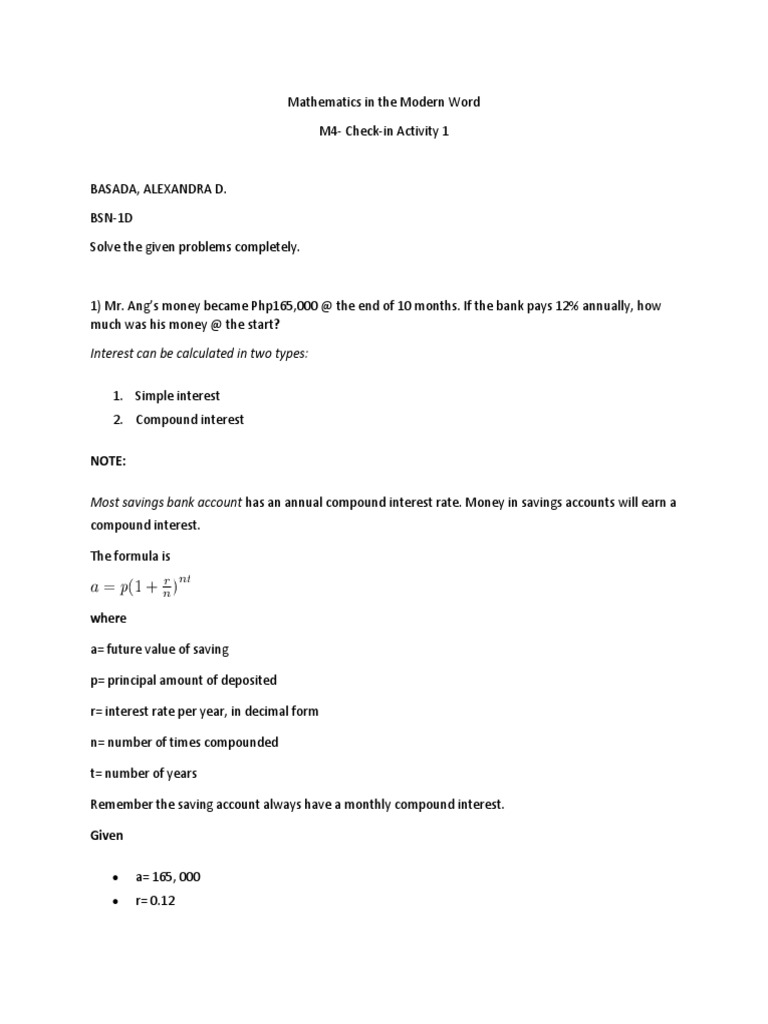 M4-Check-In Activity 1-Math | PDF