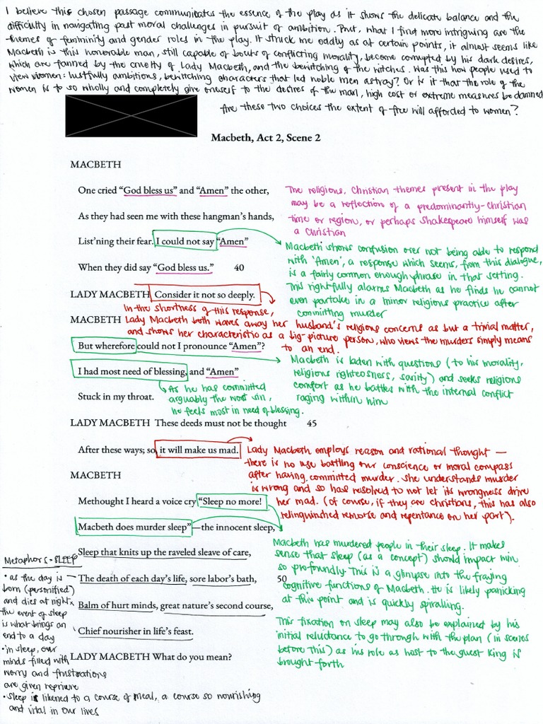 Macbeth Act 2 Scene 2 Annotation | PDF