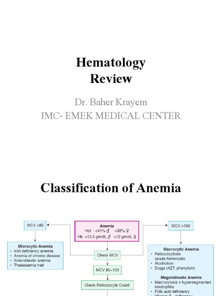 Hematology Review: A Comprehensive Overview of Anemia Classification, Diagnosis, Treatment and ...