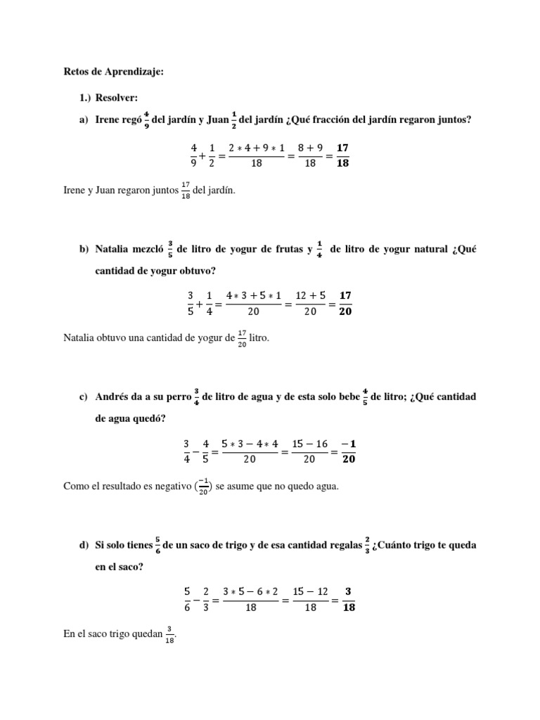 Fracciones 4to Grado | PDF