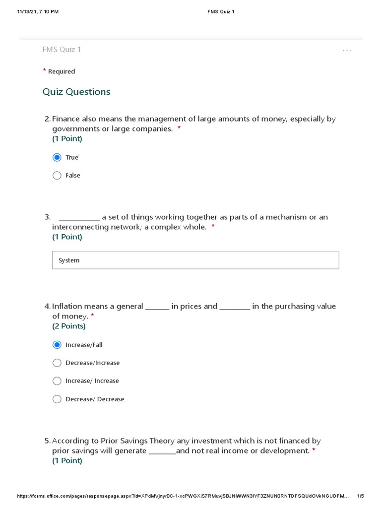 Quiz Questions: (1 Point) | PDF | Money | Inflation