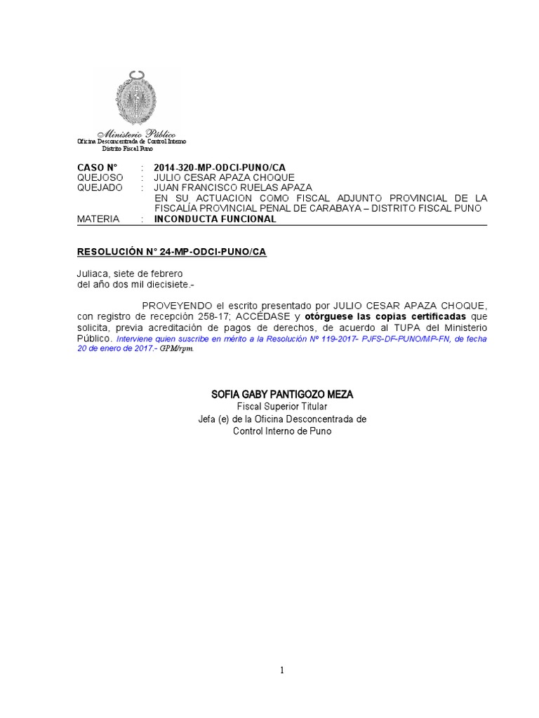 Caso de Inconducta Funcional en Puno | PDF