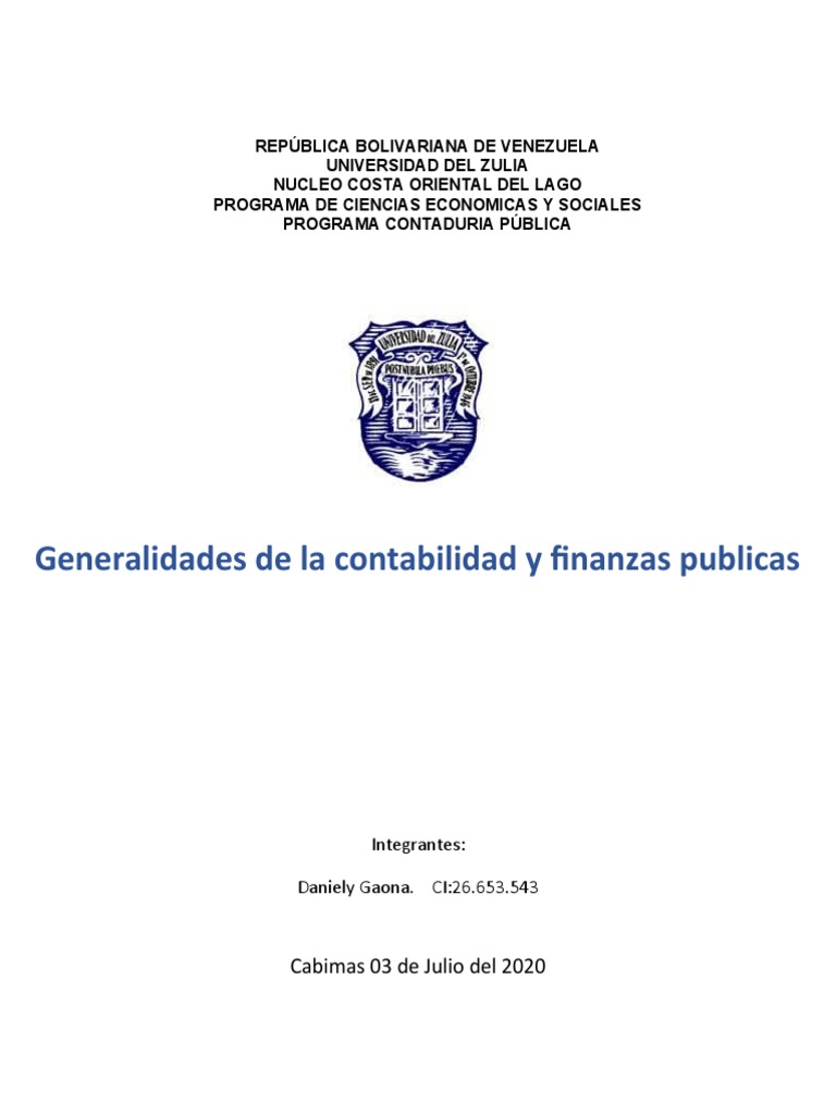 Generalidades de La Contabilidad y Finanzas Publicas | PDF | Contabilidad | Estado financiero