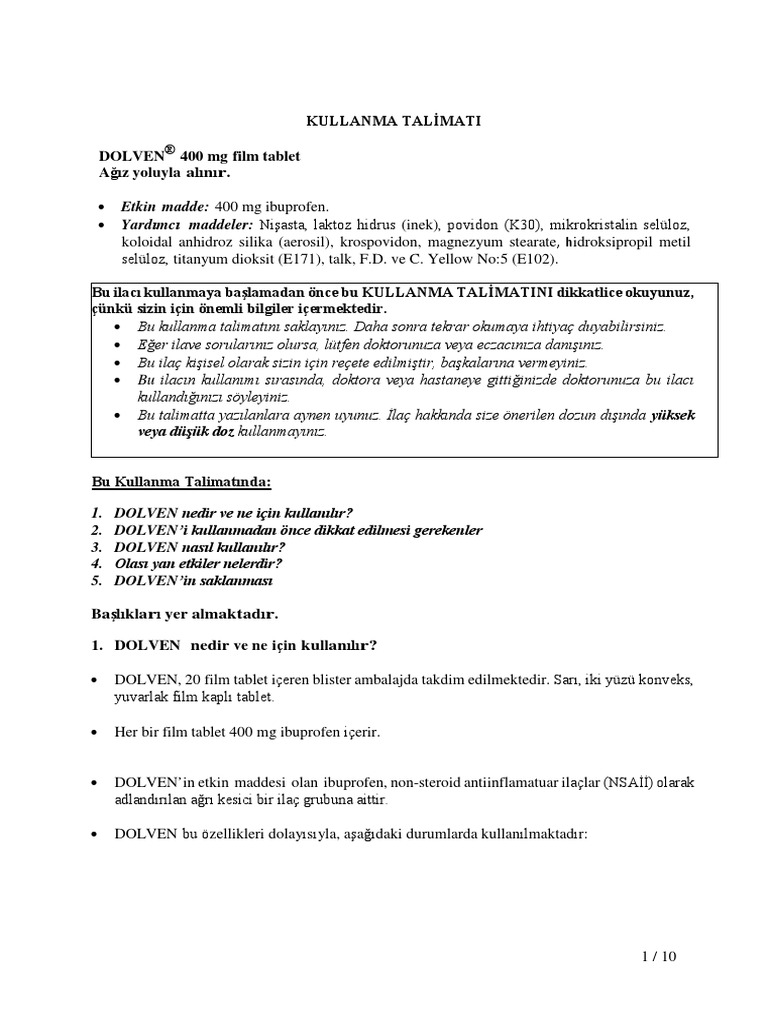 Dolven 400 MG Tab KT | PDF