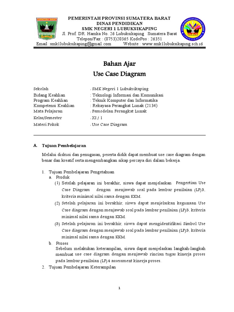 Bahan Ajar Use Case Diagram Pdf