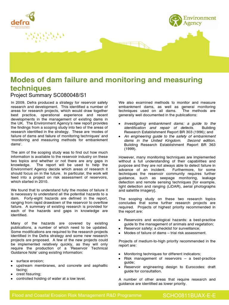 Modes of Dam Failure and Monitoring and Measuring Techniques | PDF ...