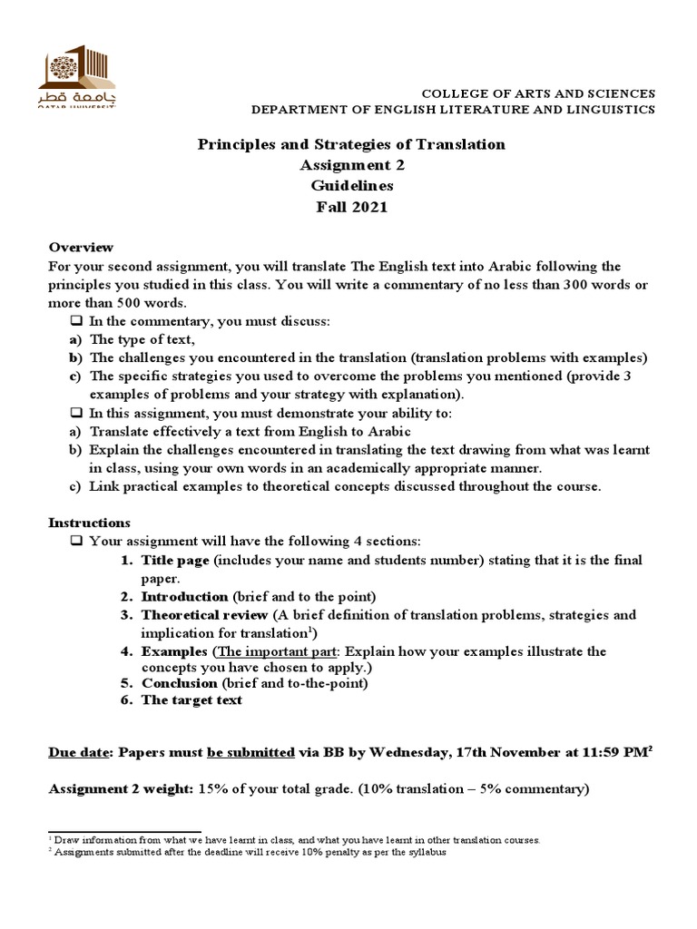 TRAN201 Assignment 2 | PDF | Translations | Concept
