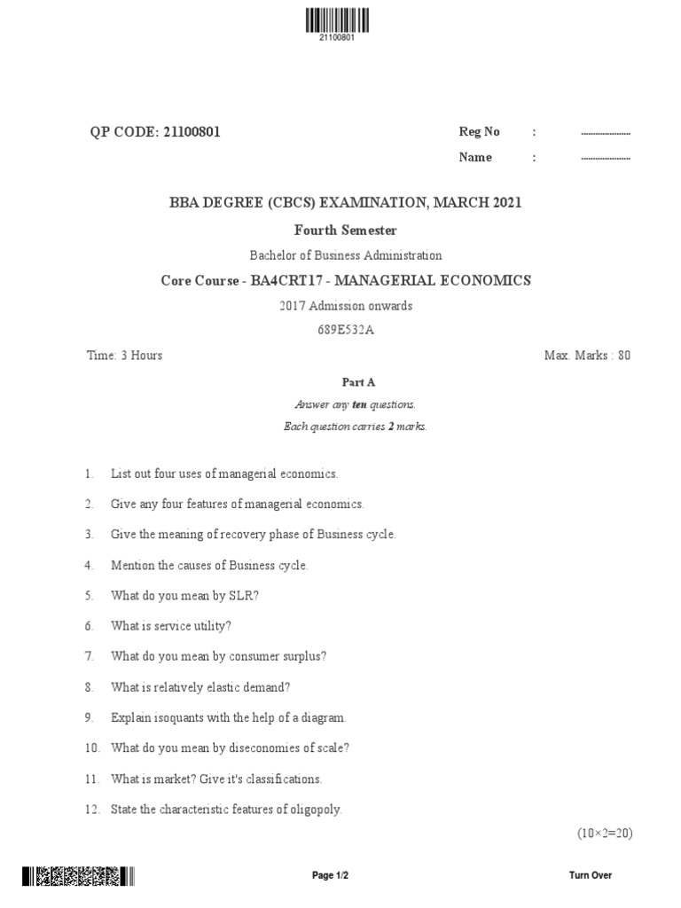 QP CODE: 21100801: Reg No: Name | PDF | Economics | Demand