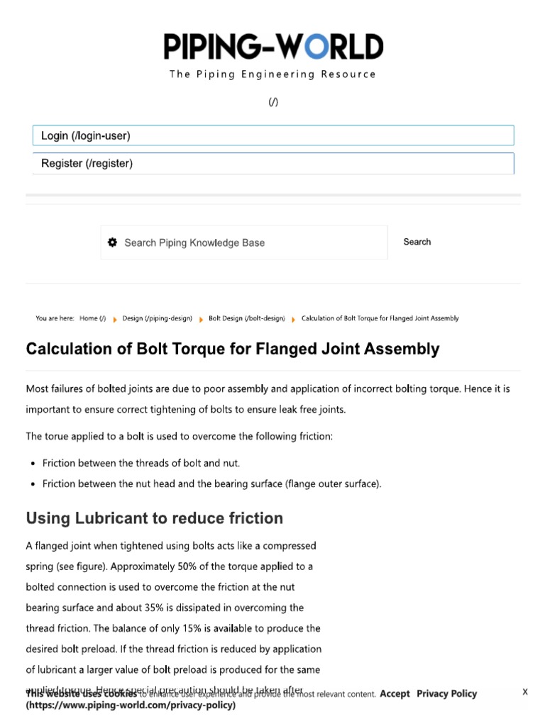 Bolt Torque Calculation | PDF
