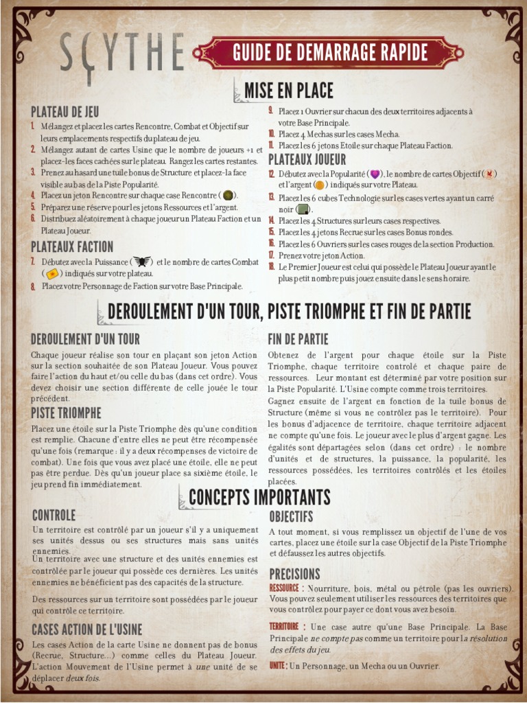 Scythe Quick Reference Guide - French | PDF