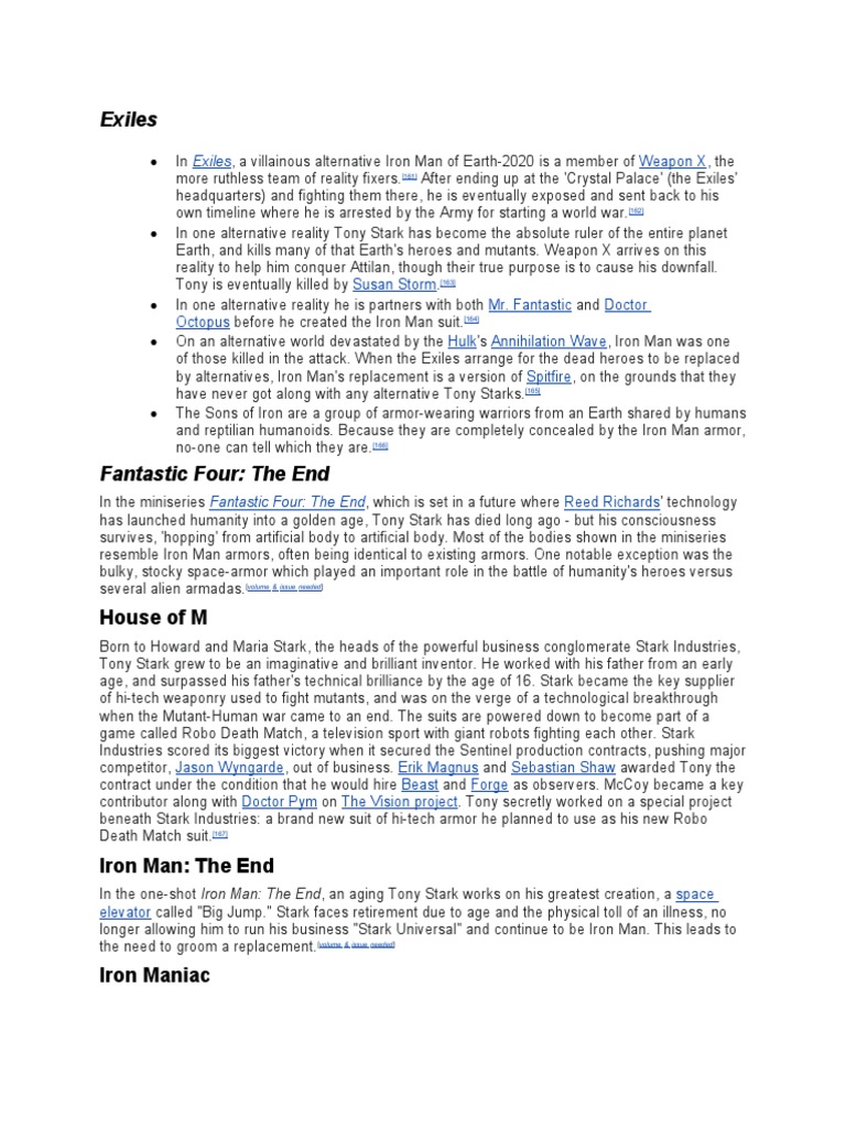 Alternative Realities of Iron Man: A Compendium of Variations on Tony ...