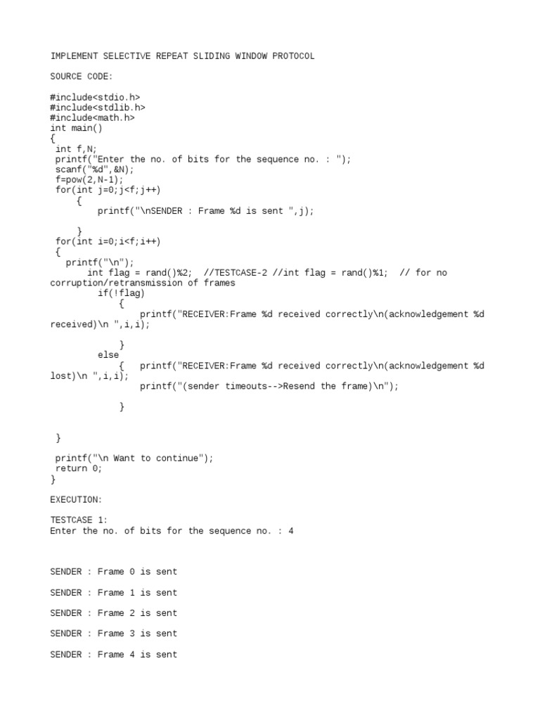 Selective Repeat SWP Program | PDF | Software Engineering ...