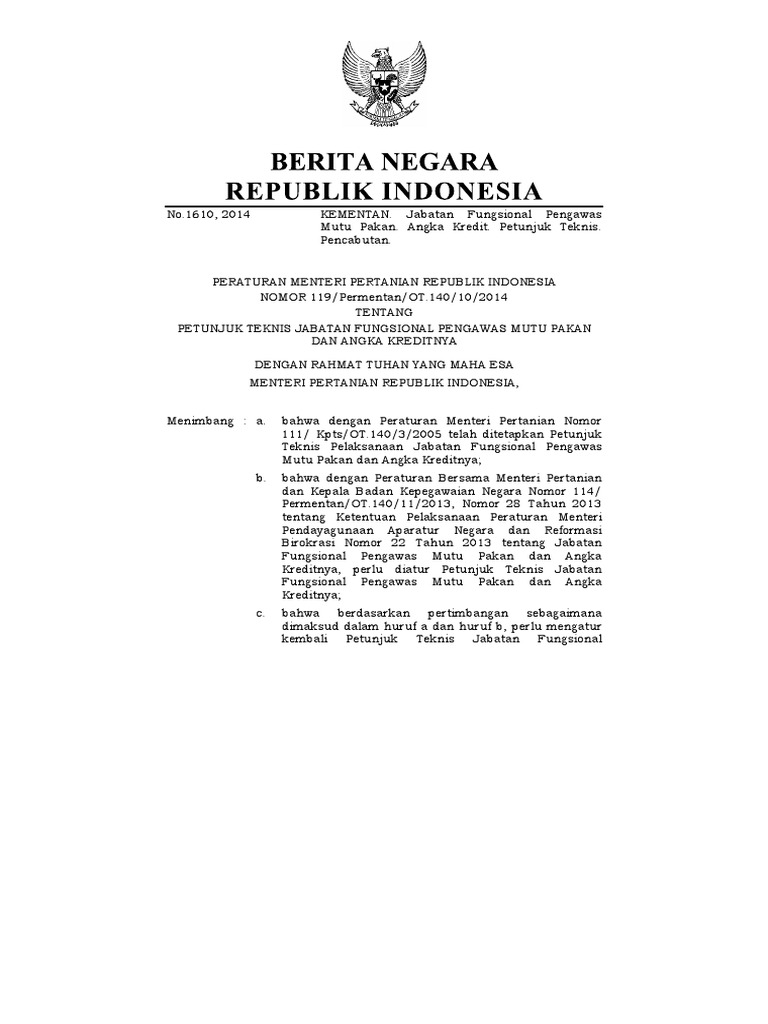 bn1610-2014 PENGAWAS MUTU PAKAN (Wastukan) | PDF