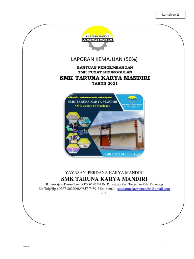 Laporan Kemajuan Pekerjaan 50% SMK TKM | PDF