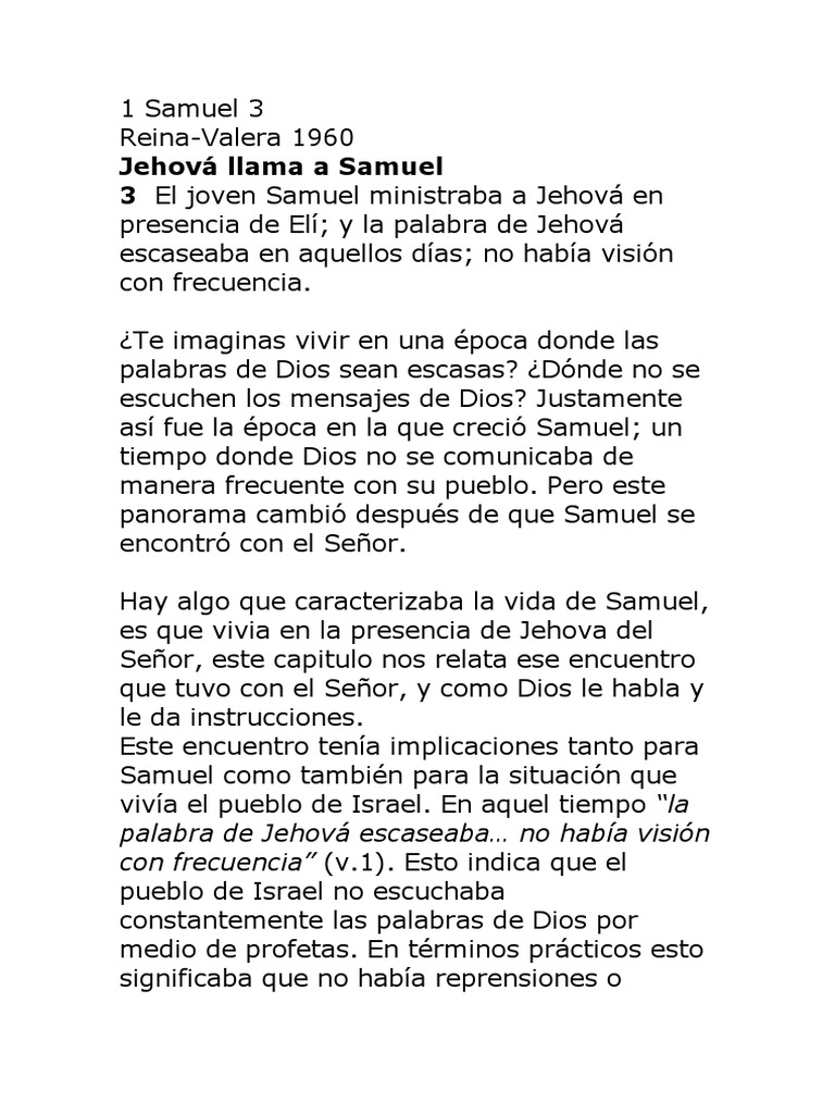El Llamado de Samuel en 1 Samuel 3 | PDF | Dios | Jehová
