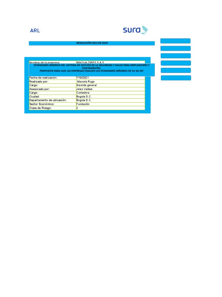 TABLA DE VALORES y CALIFICACIÓN SGSST | PDF | Evaluación | Derecho laboral