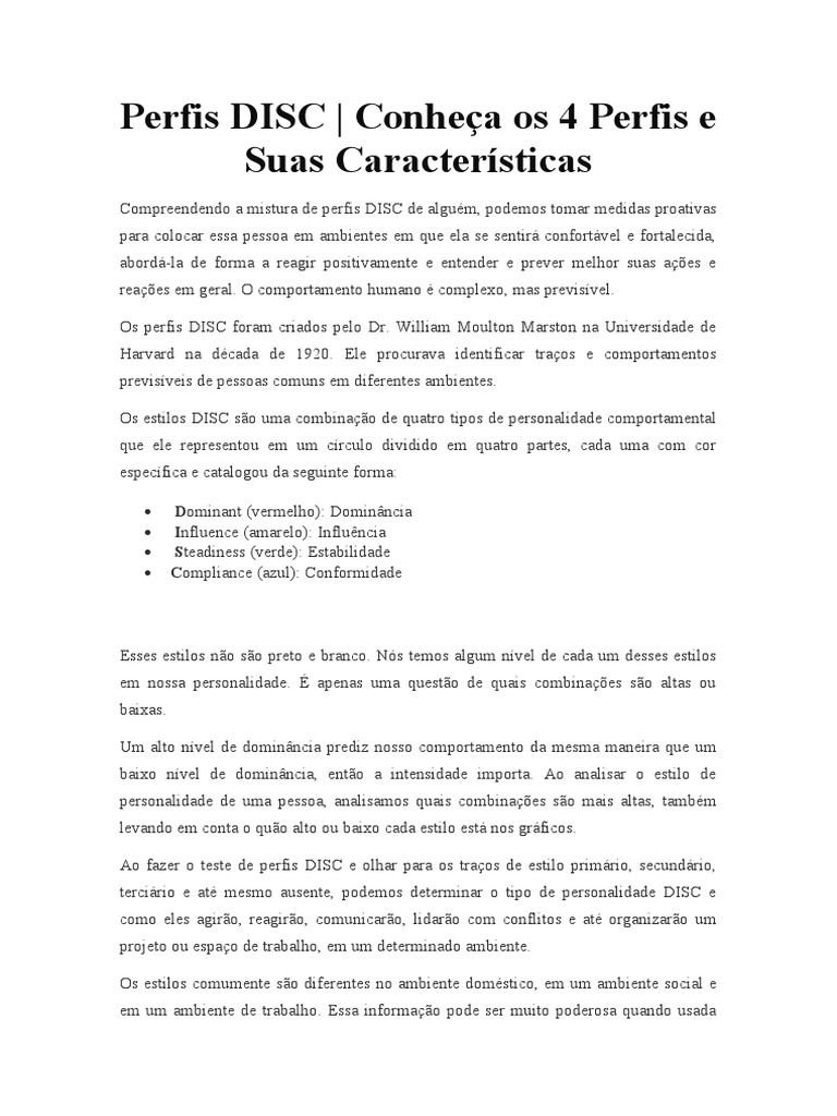 Compreendendo os Perfis DISC: Uma Ferramenta Poderosa para Entender ...