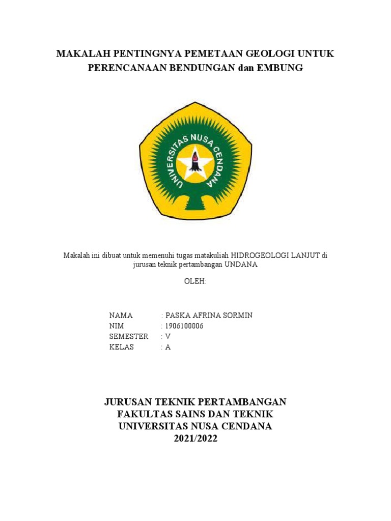 Pemetaan Geologi untuk Bendungan dan Embung | PDF | Sains & Matematika