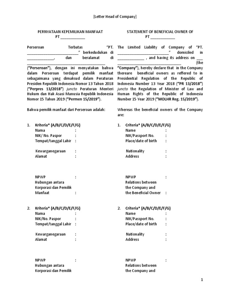 Draft of Statement of Beneficial Owner | PDF