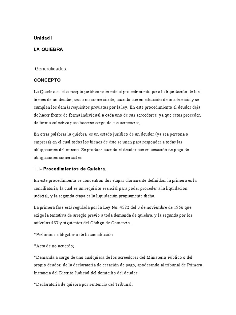 La Quiebra | PDF | Bancarrota | Pagos
