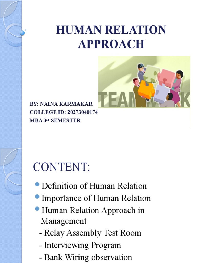 Human Relation Approach in Management | PDF | Employment | Job Satisfaction