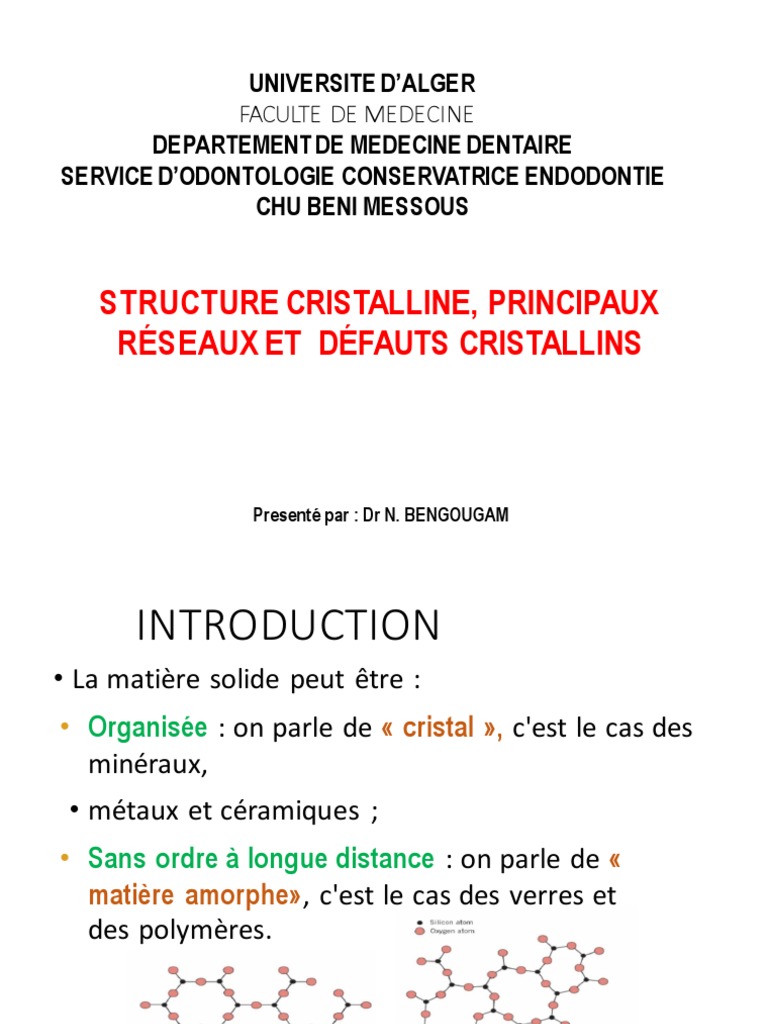 Structure Cristalline, Principaux Réseaux Et Défauts Cristallins | PDF ...