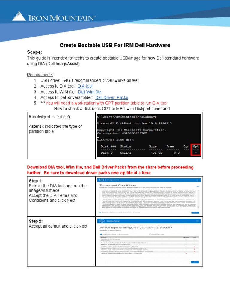 Guide To Create Dell Bootable USB | PDF