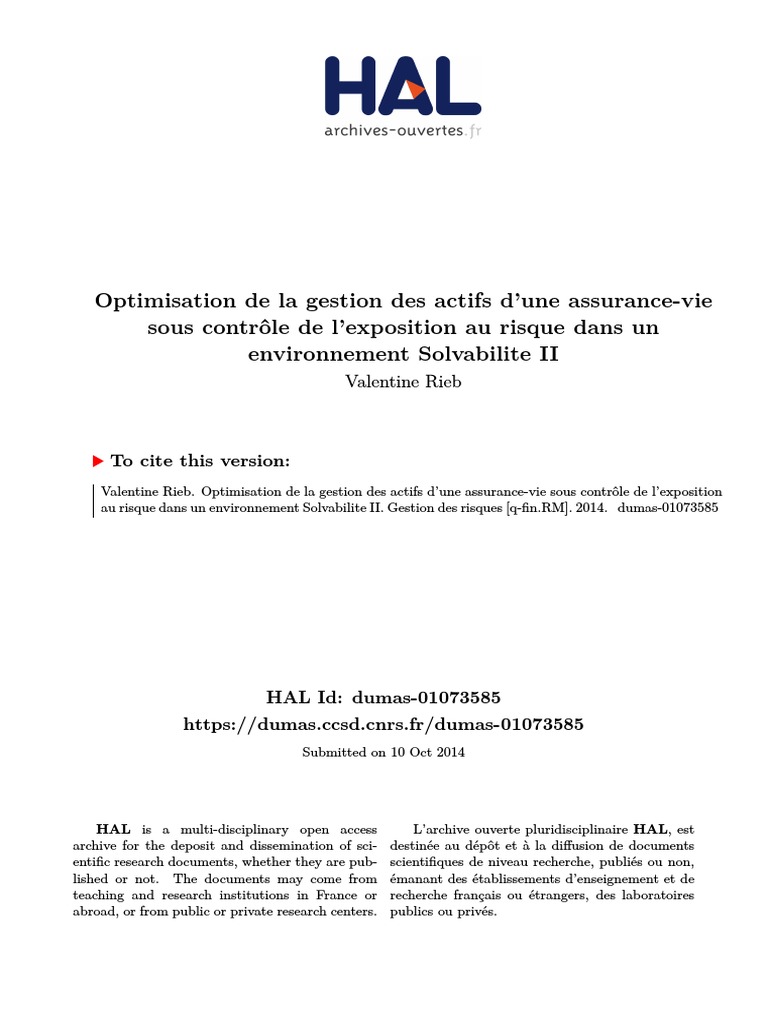 Memoire RIEB Valentine | PDF | Risque | Assurance