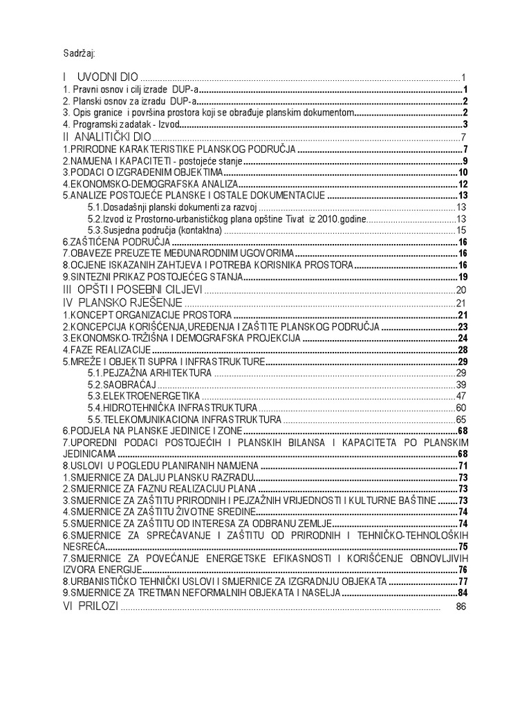 Detaljni Urbanisticki Plan "Župa Cešljar" - Tivat | PDF