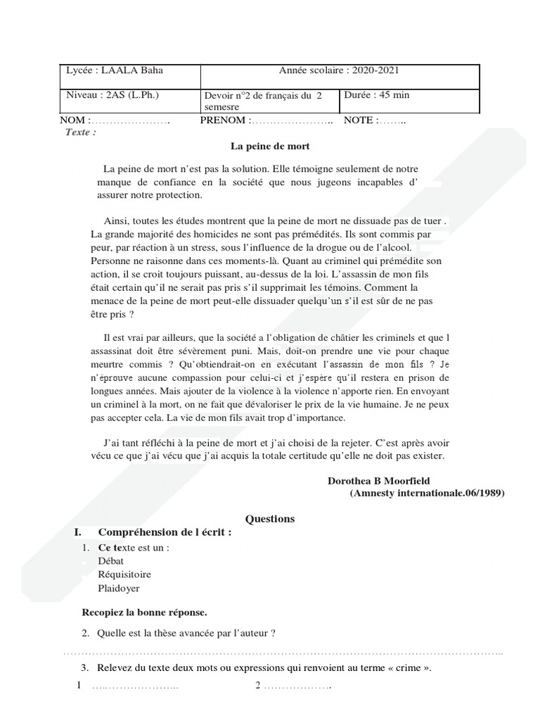 Devoir S2 LPH | PDF | Peine capitale | Crimes