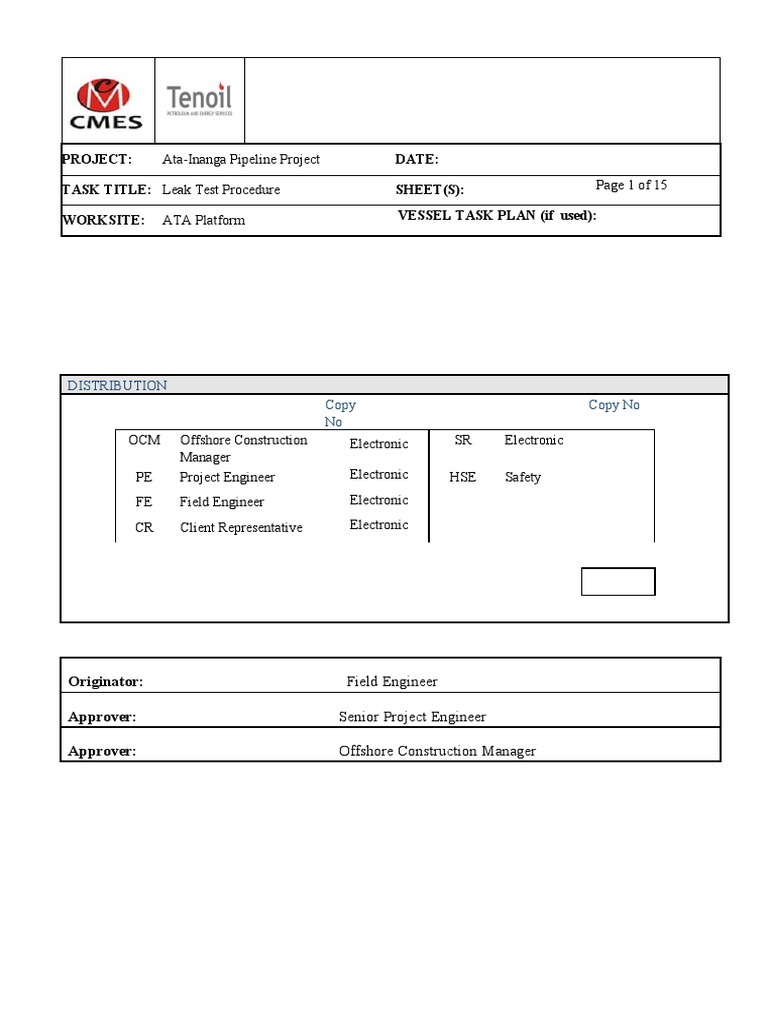 Leak Test Procedure - Final | PDF | Valve | Risk