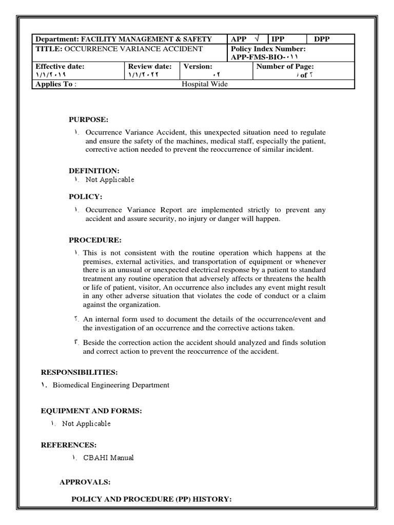 Biomedical OVR OCCURRENCE VARIANCE ACCIDENT | PDF | Safety | Biomedical ...