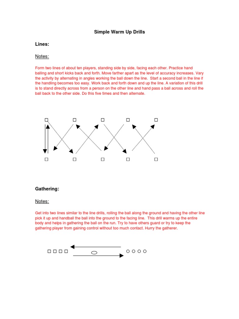 Notes:: Simple Warm Up Drills Lines | PDF | Athletic Sports | Teams