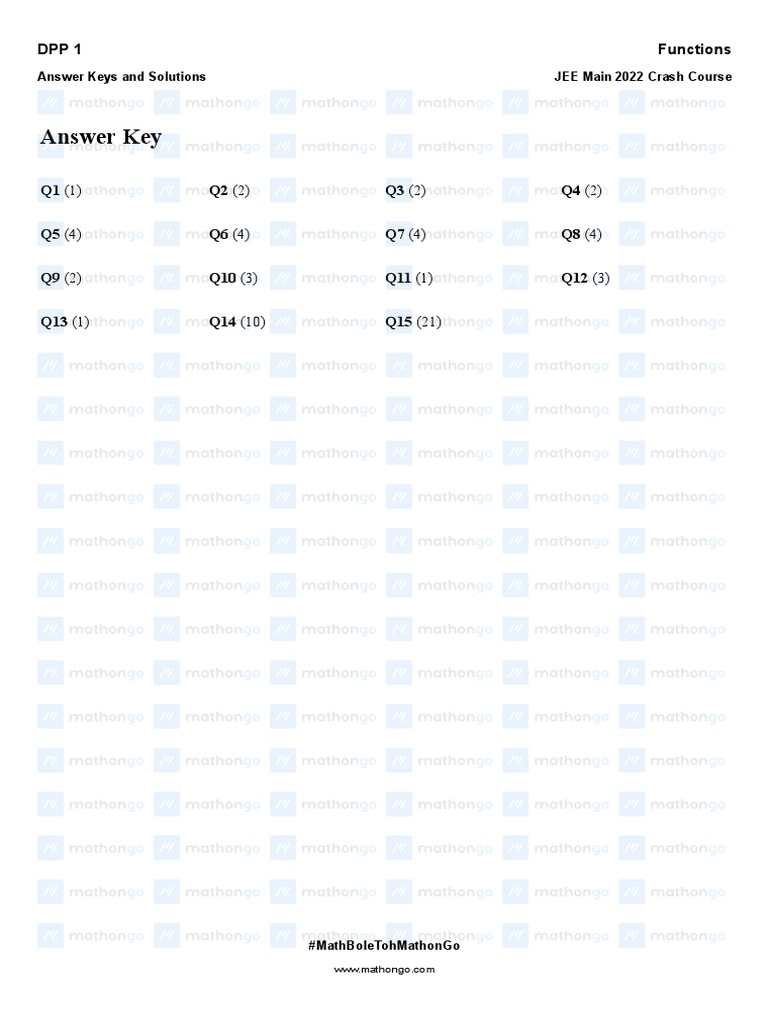 Solution DPP 1 Function Mathongo Jee Main 2022 Crash Course | PDF | Calculus | Real Analysis