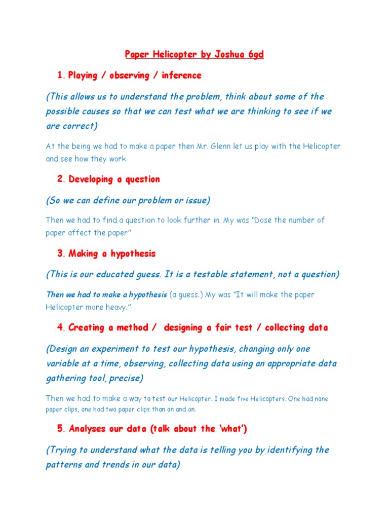 Paper Helicopter Experiment Guide | PDF