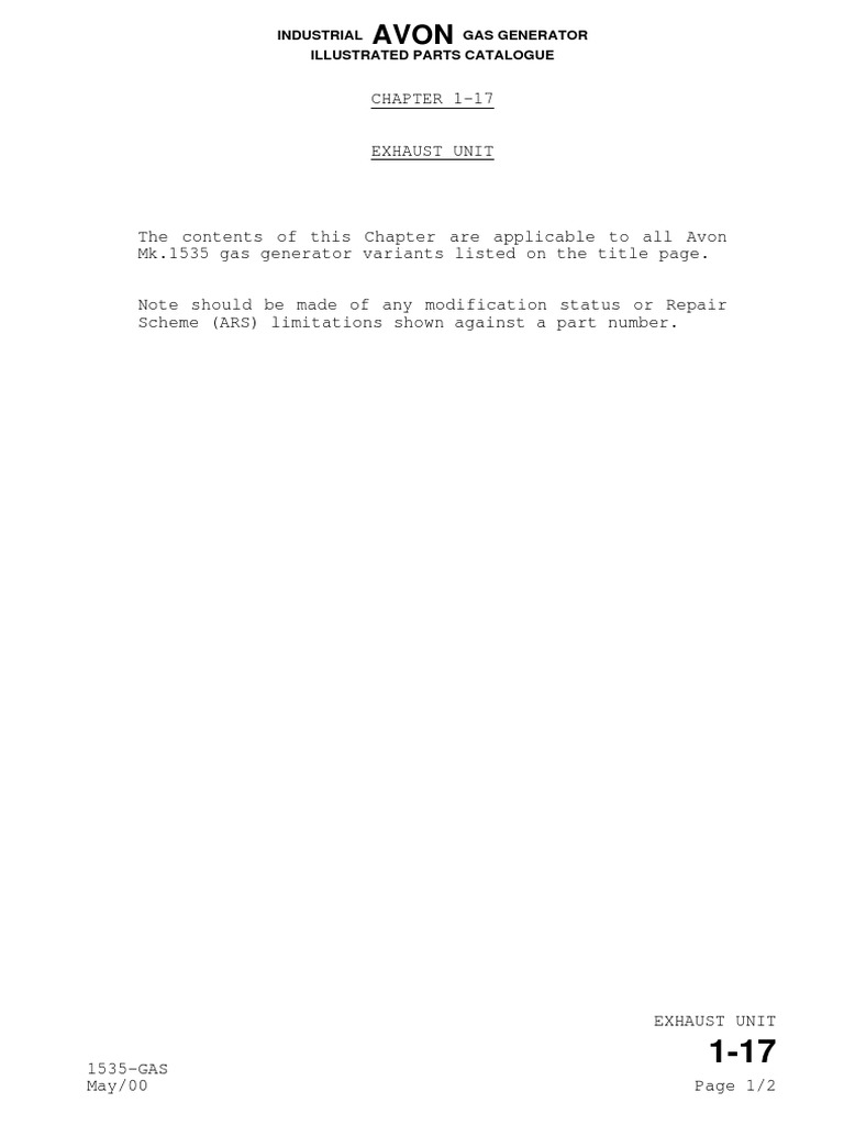 Industrial Gas Generator Illustrated Parts Catalogue | PDF ...