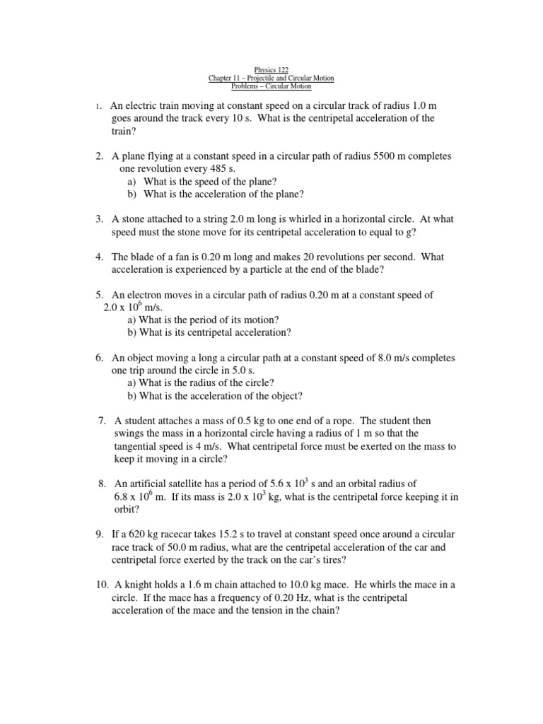 Circular Motion Problems | PDF | Acceleration | Spacetime