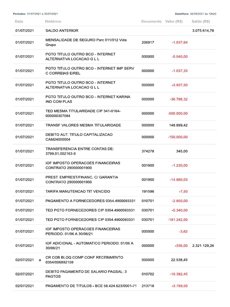 Extrato Santander 07 21 | PDF