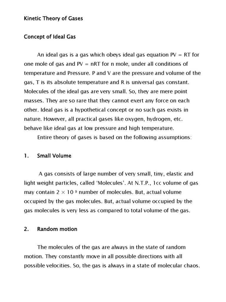 Phy Kinetic Theory of Gases | PDF | Gases | Heat Capacity
