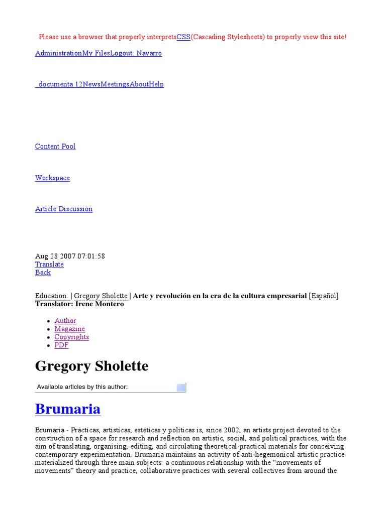 94 Documenta 12 Sholette Arte y Revolución en La Era | PDF | Política ...