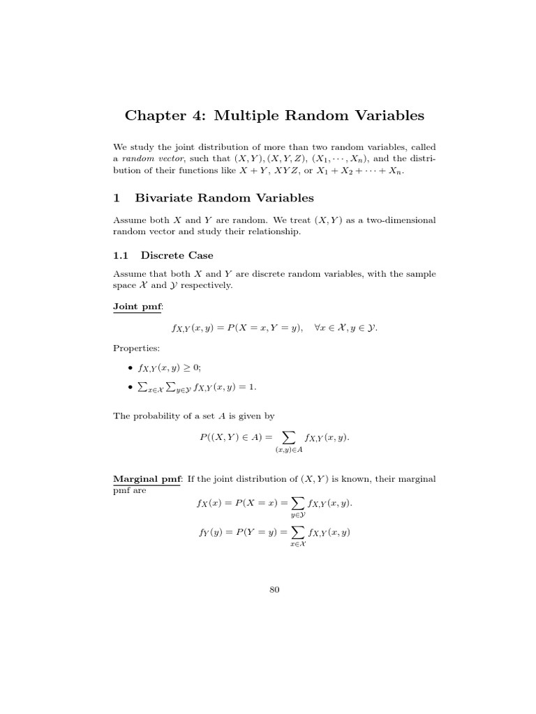 Chapter 4: Multiple Random Variables | PDF | Probability Distribution | Probability Density Function