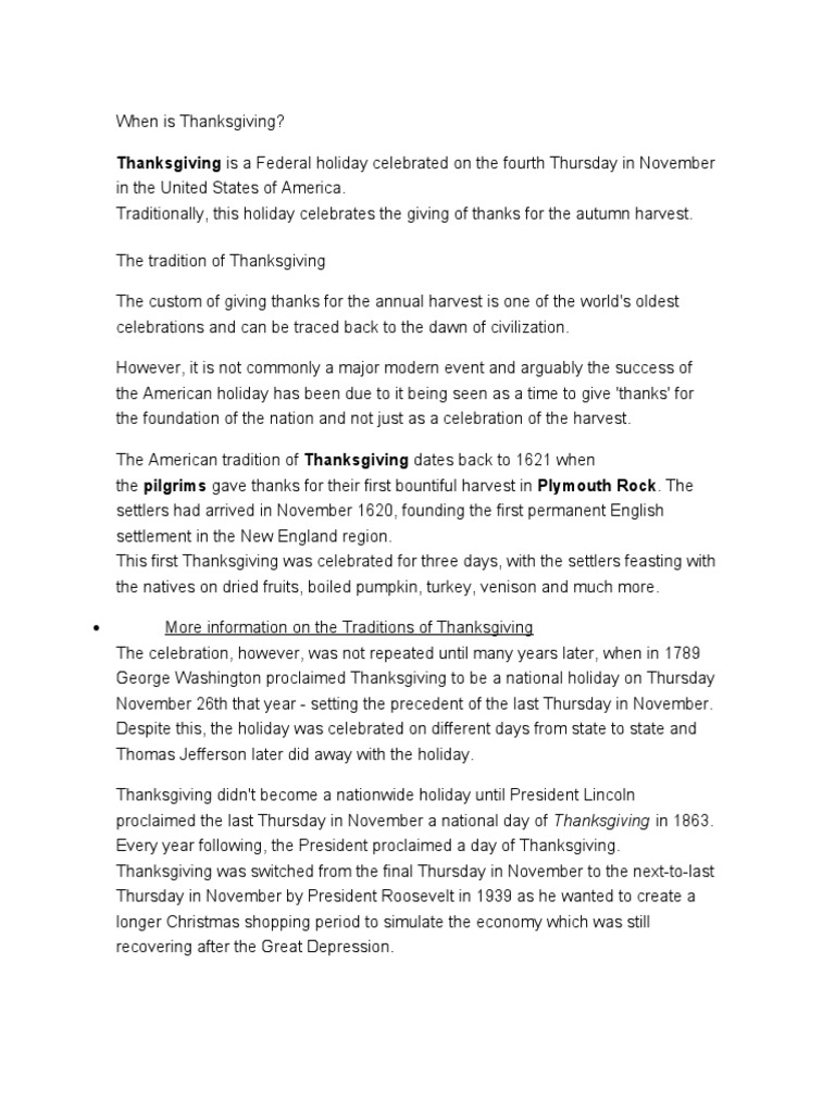 Thanksgiving Is A Federal Holiday Celebrated On The Fourth Thursday in ...
