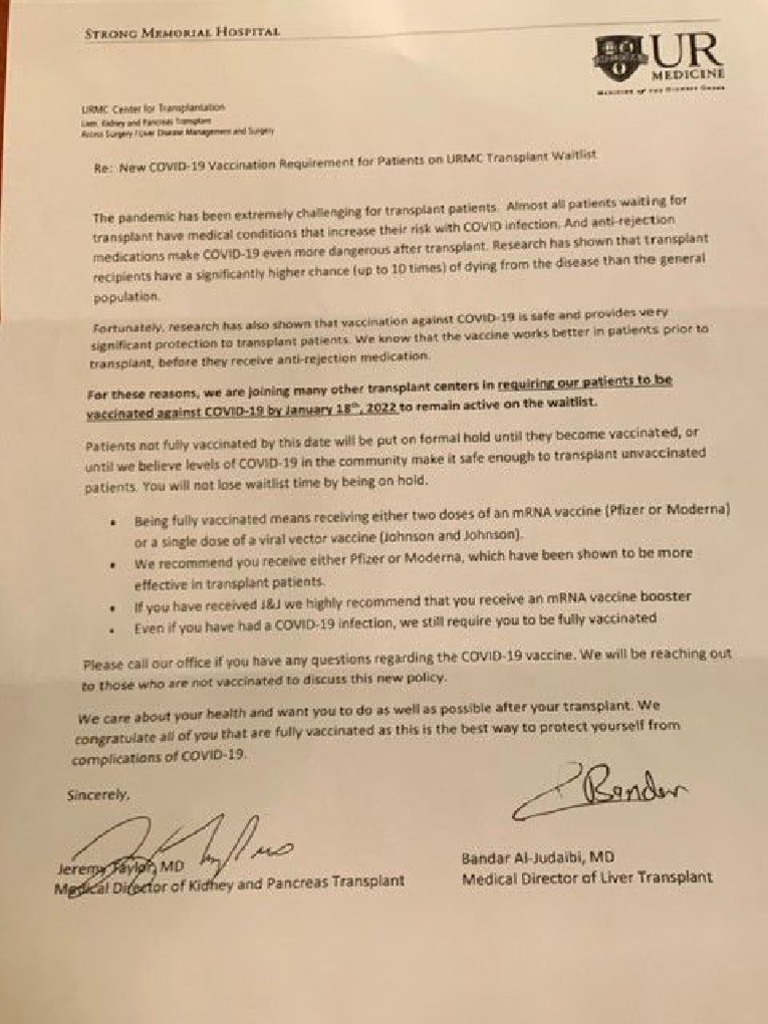 URMC Organ Letter | PDF