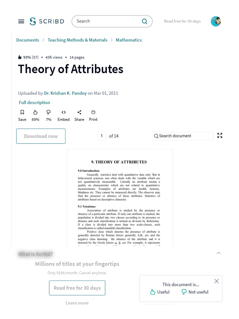 Theory of Attributes - PDF - Literacy - Statistics | PDF | Literacy ...