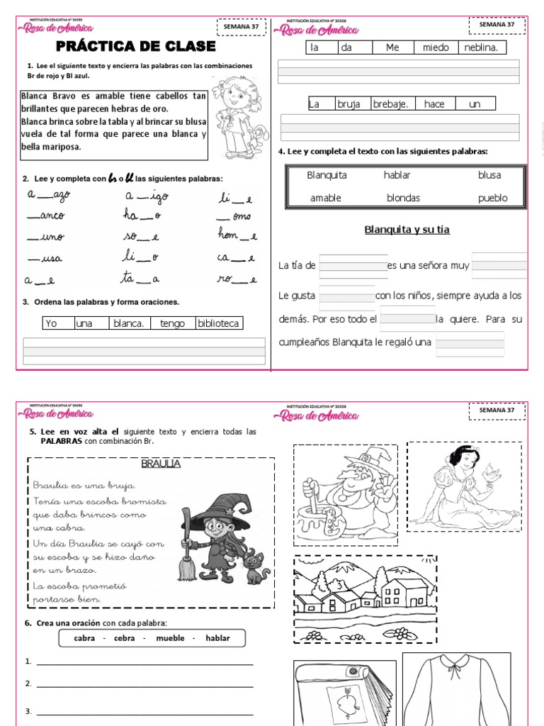 Actividades de combinaciones bl y br | PDF